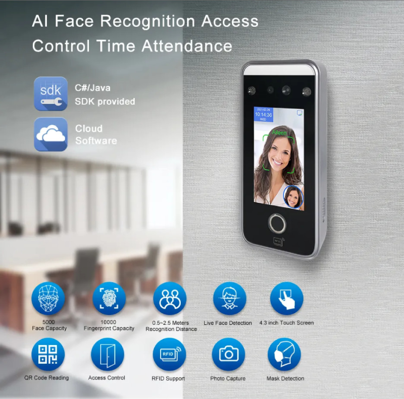 Máy Chấm Công Khuôn Mặt Vâ Tay FACEID AI06F - ATD TECH